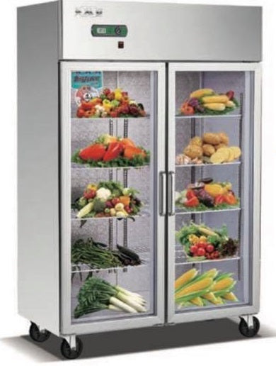 2 Door Glass Upright Chiller and Freezer, L1200 x W590 x H1910 mm – Eco ...